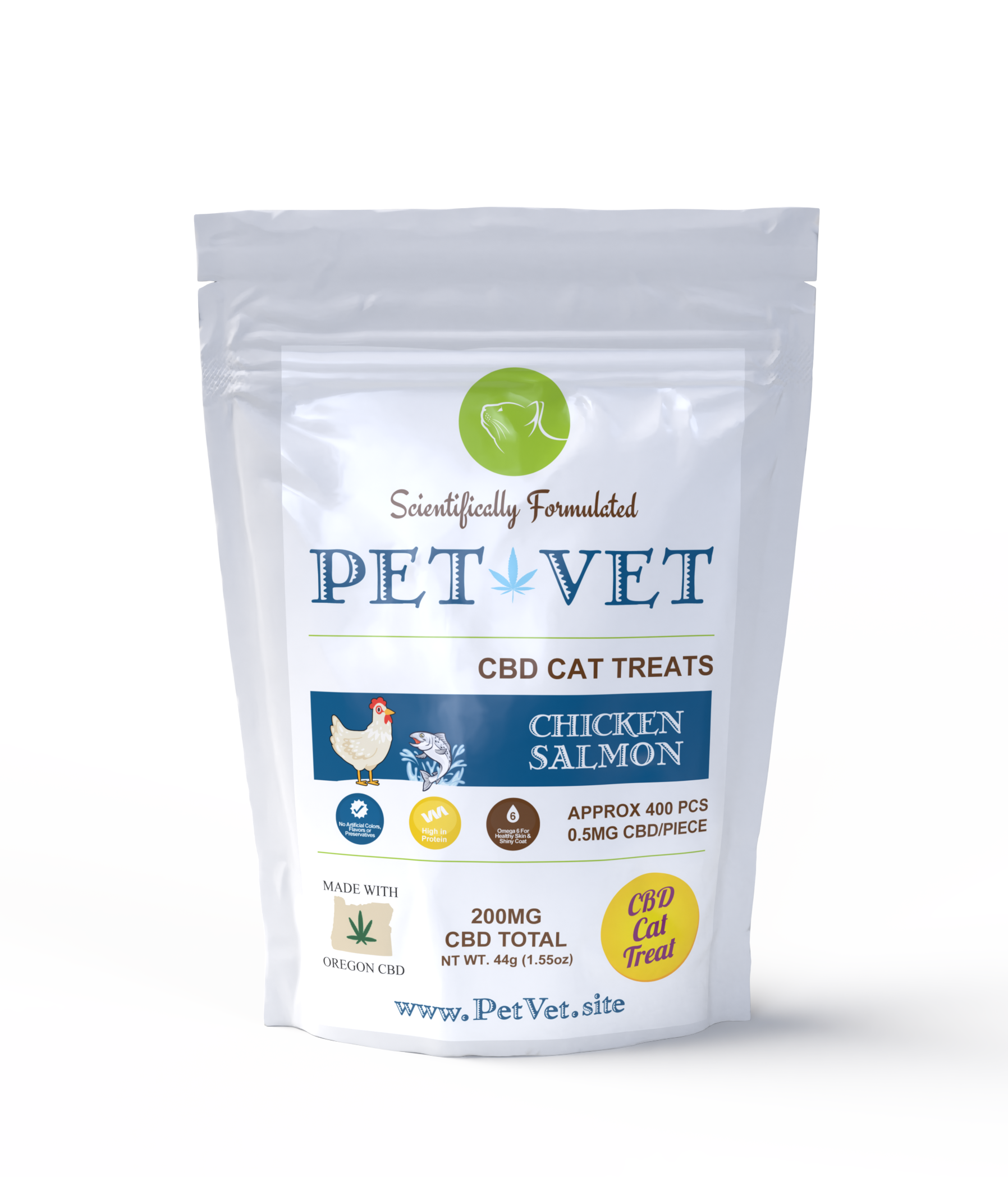 CBD Cat Treats - Chicken & Salmon flavor, by Pet Vet